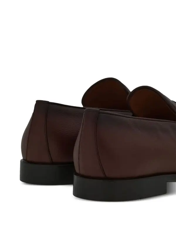 FERRAGAMO Gancini Buckle Leather Loafers - Brown