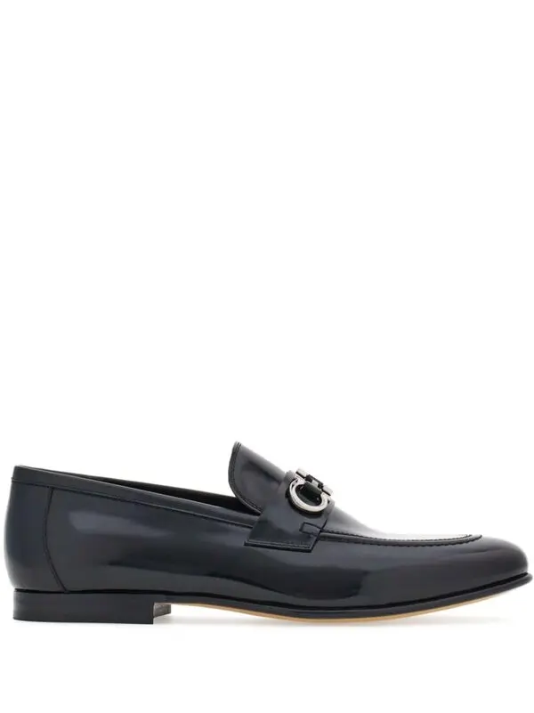 FERRAGAMO Gancini Buckle Leather Loafers - Black