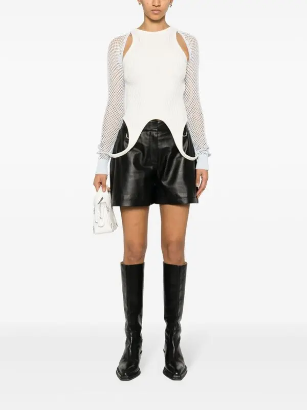 Off-White High-waisted Leather Shorts