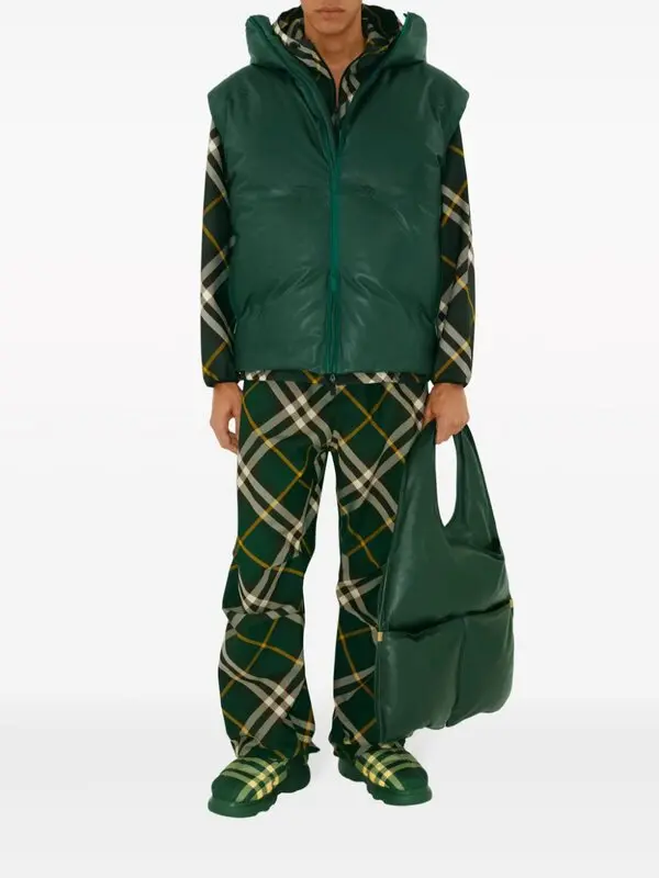 Burberry Check-pattern Zipped Hooded Jacket - Green