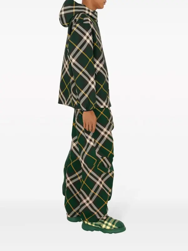 Burberry Check-pattern Zipped Hooded Jacket - Green