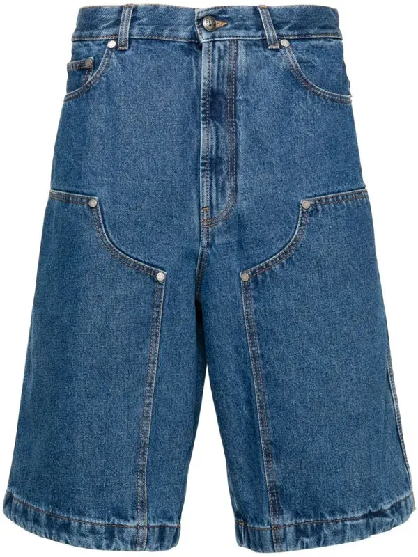 Palm Angels Monogram-embroidered Denim Shorts