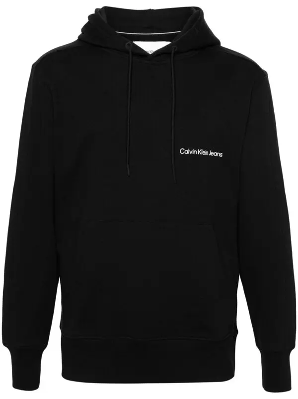 Calvin Klein Logo-print Cotton Hoodie - Black