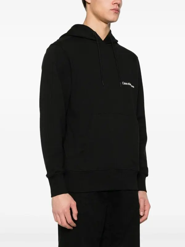 Calvin Klein Logo-print Cotton Hoodie - Black