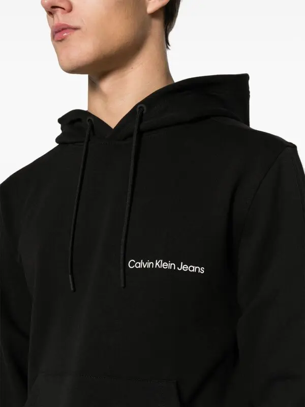 Calvin Klein Logo-print Cotton Hoodie - Black