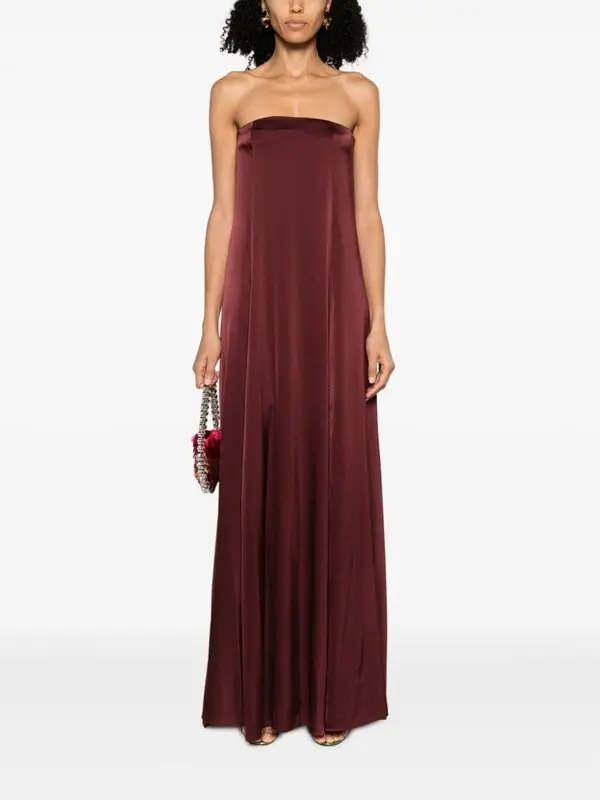 FORTE_FORTE Satin-finish Maxi Dress - Brown