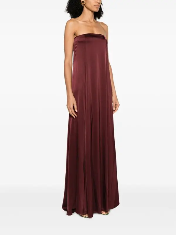 FORTE_FORTE Satin-finish Maxi Dress - Brown