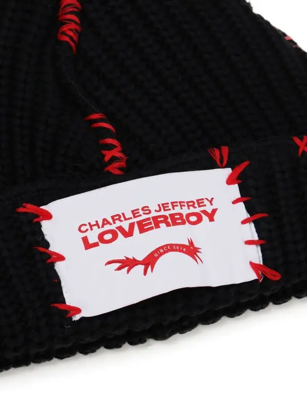 CHARLES JEFFREY Logo-patch Chunky-knit Beanie