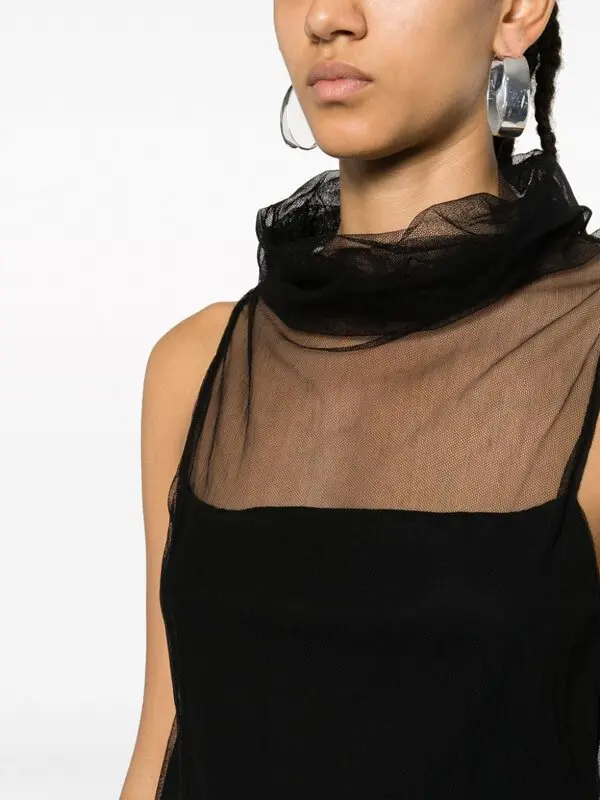 Fabiana Filippi Roll-neck Tulle Top