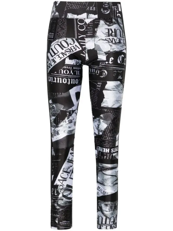Versace Magazine-print Leggings - Black