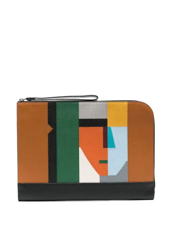 VALEXTRA Mylogo Viso Portfolio Leather Clutch