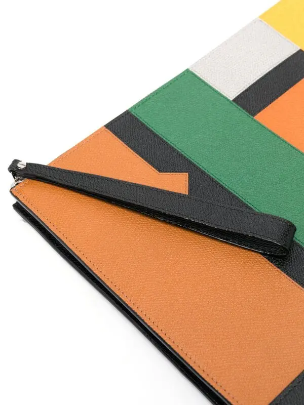 VALEXTRA Mylogo Viso Portfolio Leather Clutch