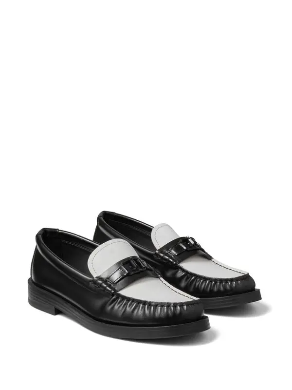 JIMMY CHOO Addie Logo-plaque Leather Loafers - Black