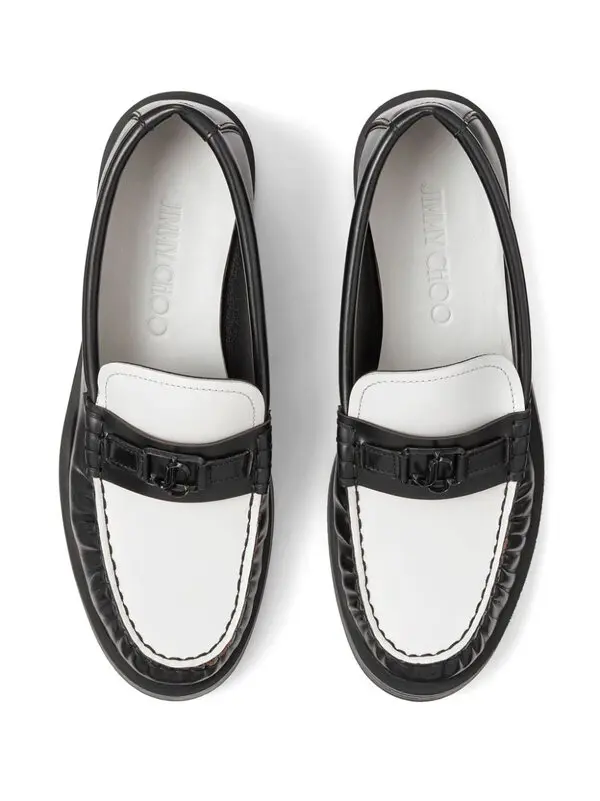 JIMMY CHOO Addie Logo-plaque Leather Loafers - Black