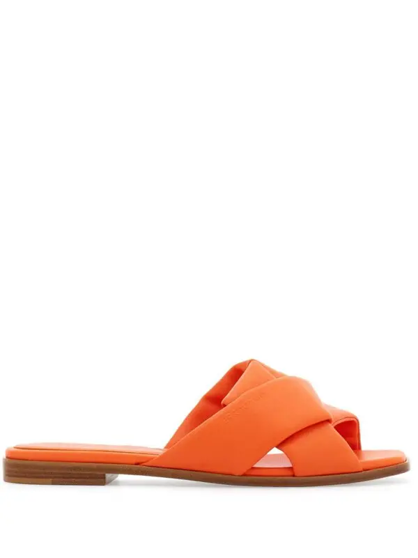 FERRAGAMO Origami Knot-detail Leather Slides - Orange
