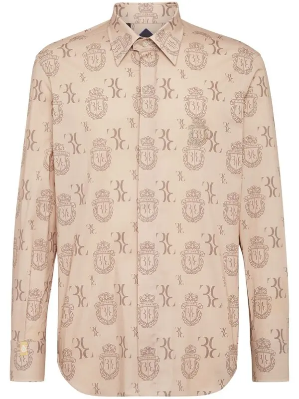 BILLIONAIRE Logo-print Stretch-cotton Shirt - Neutrals