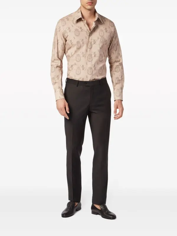 BILLIONAIRE Logo-print Stretch-cotton Shirt - Neutrals