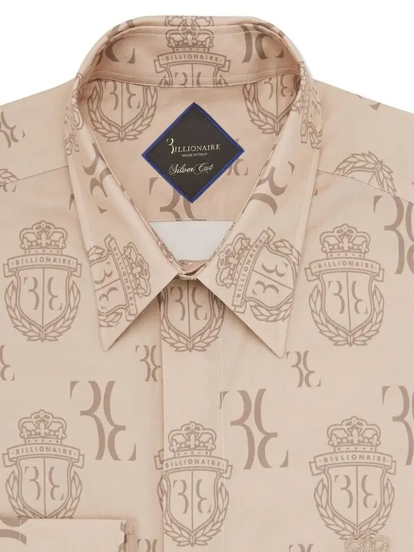 BILLIONAIRE Logo-print Stretch-cotton Shirt - Neutrals