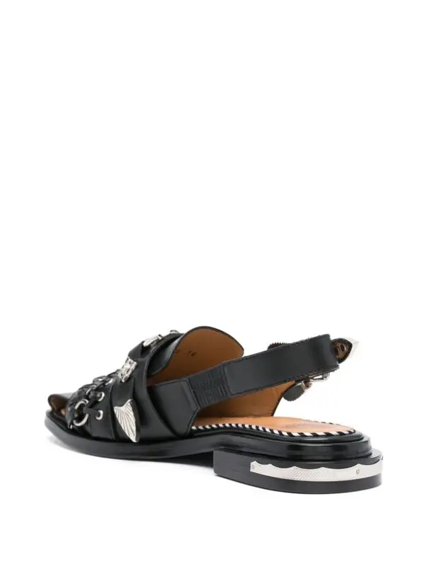 Toga Embellished Leather Sandals - Black