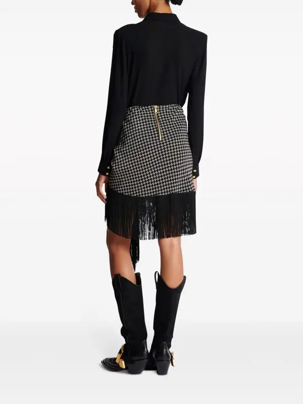 Balmain Fringed Paisley-print Miniskirt