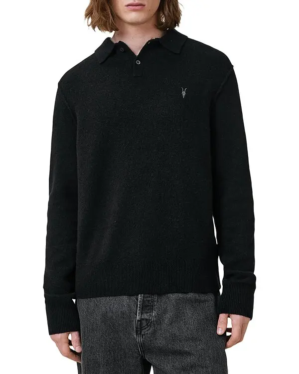 ALLSAINTS Statten Regular Fit Polo Collar Sweater - Black