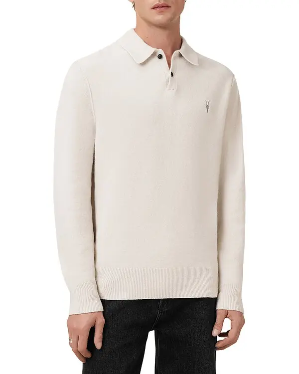 ALLSAINTS Statten Regular Fit Polo Collar Sweater - Cloudy White