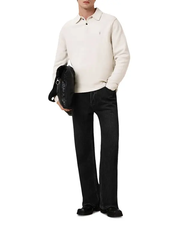 ALLSAINTS Statten Regular Fit Polo Collar Sweater - Cloudy White