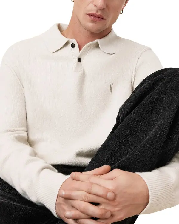 ALLSAINTS Statten Regular Fit Polo Collar Sweater - Cloudy White