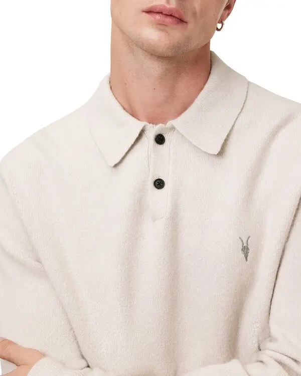 ALLSAINTS Statten Regular Fit Polo Collar Sweater - Cloudy White