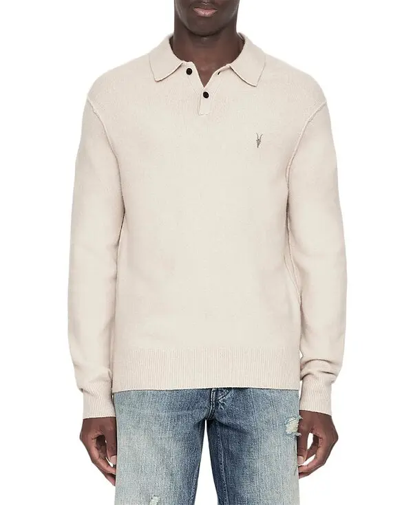 ALLSAINTS Statten Regular Fit Polo Collar Sweater - Cloudy White