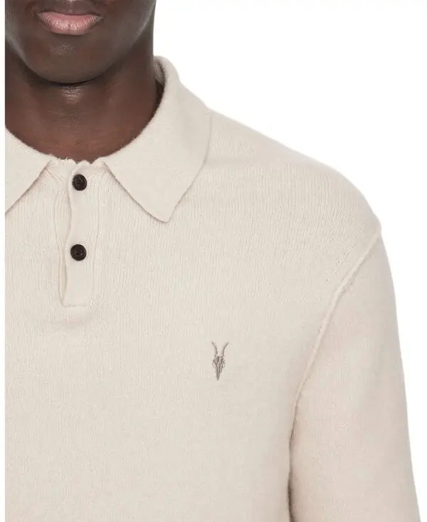 ALLSAINTS Statten Regular Fit Polo Collar Sweater - Cloudy White