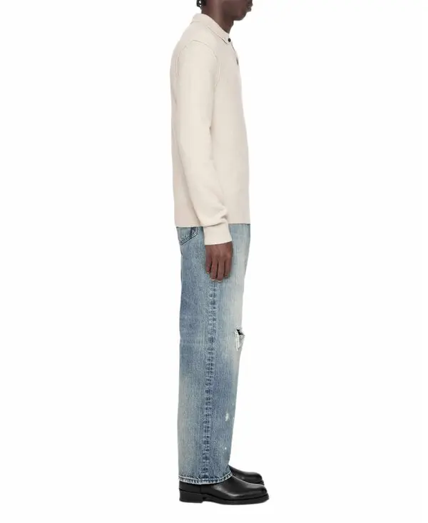 ALLSAINTS Statten Regular Fit Polo Collar Sweater - Cloudy White
