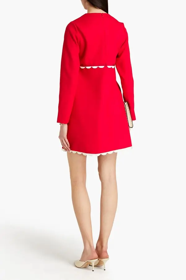 red valentino scalloped dress Red Valentino Scalloped Crepe Mini Dress In Red
