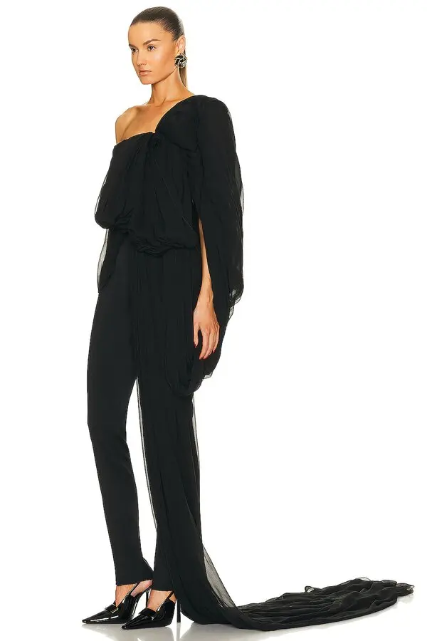 Saint Laurent One Shoulder Draped Top