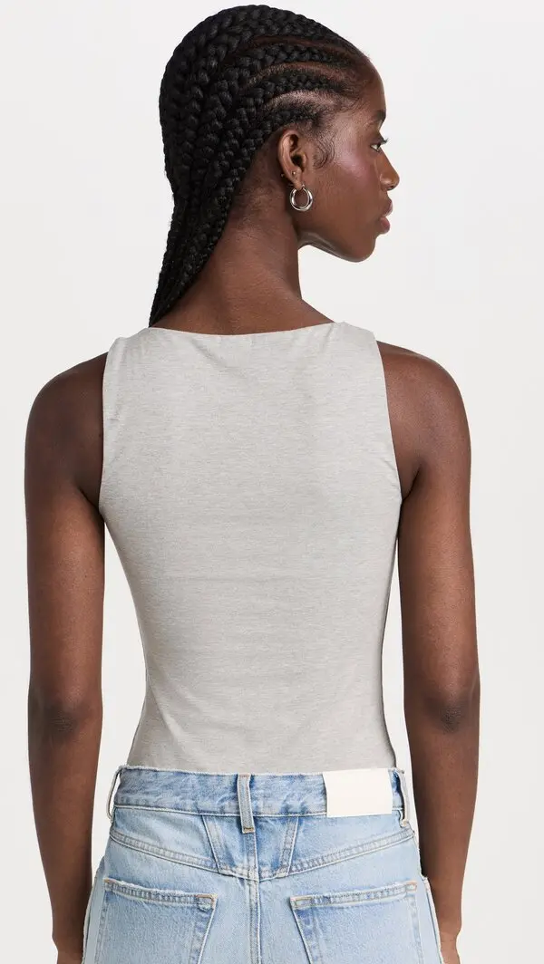 Ambitionist High Neck Tank Thong Bodysuit - Grey