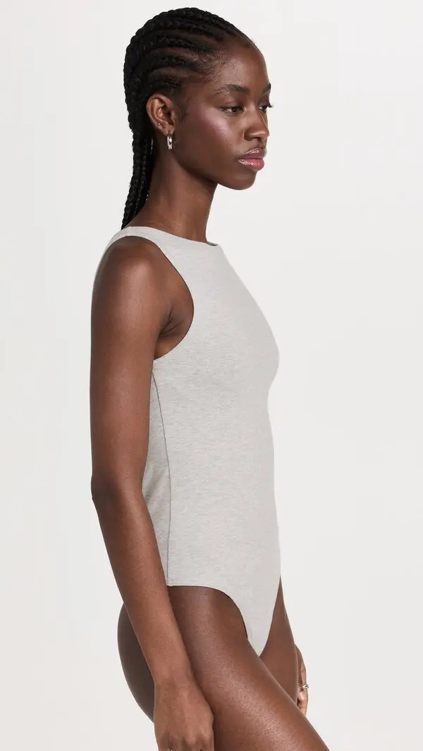 Ambitionist High Neck Tank Thong Bodysuit - Grey