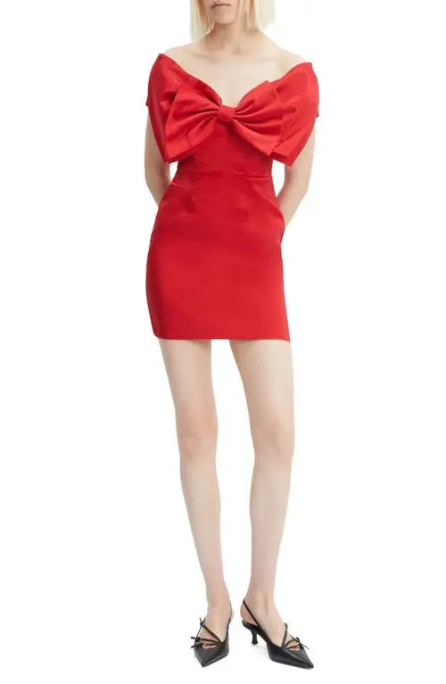 Bardot Bow Off-the-shoulder Mini Dress