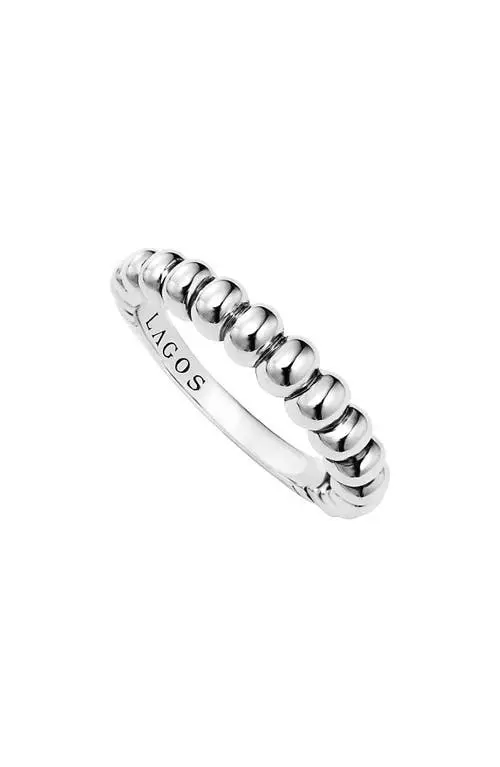 Lagos Signature Caviar Bold Fluted Stack Ring - Silver