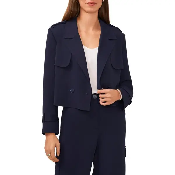 Halogen Crop Trench Jacket