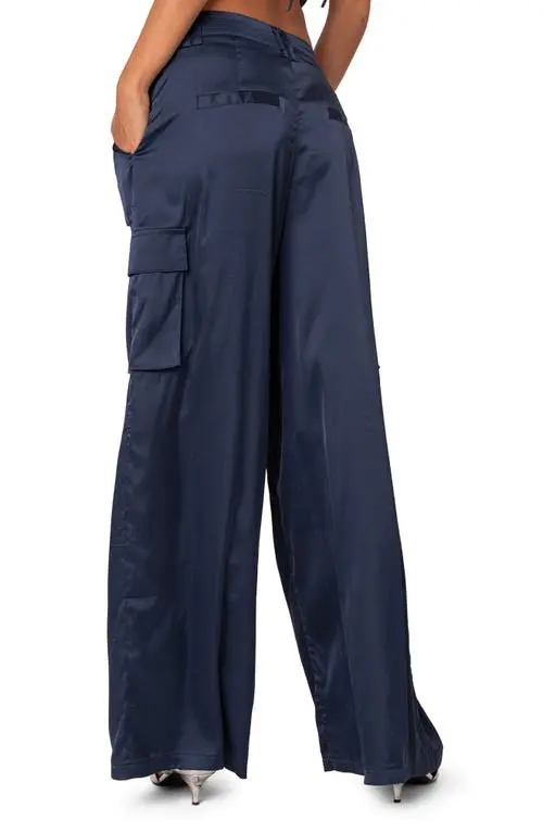 EDIKTED Kelsey Baggy Satin Cargo Pants