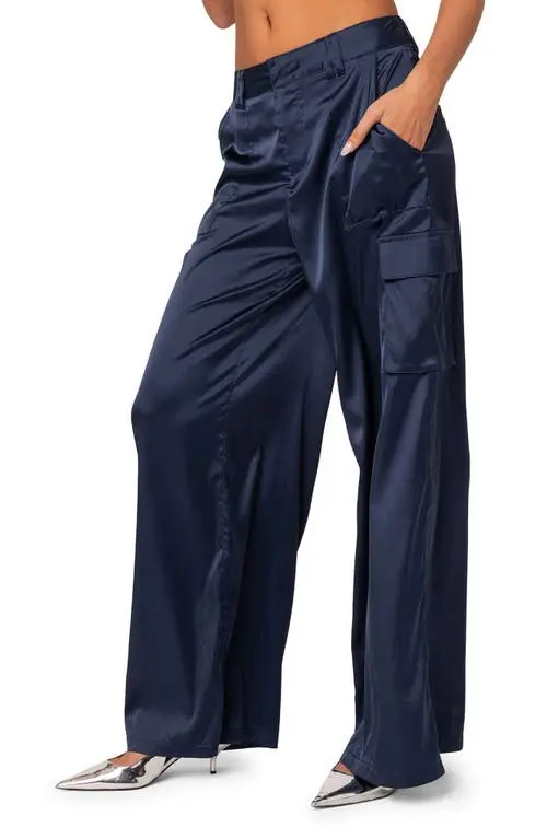 EDIKTED Kelsey Baggy Satin Cargo Pants