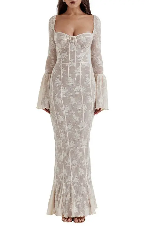House of CB Delilah Corseted Lace Maxi Dress - Vintage Cream