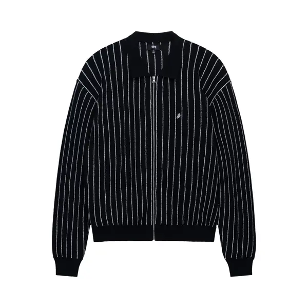 StÜssy Light Weight Long-sleeve Zip Polo Stripe - Black