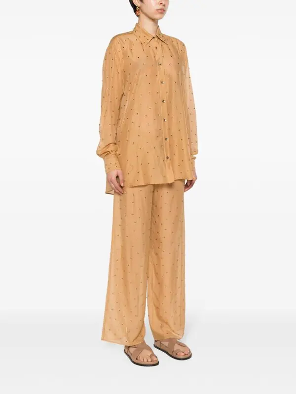 Oseree Rhinestoned Cotton Blend Shirt