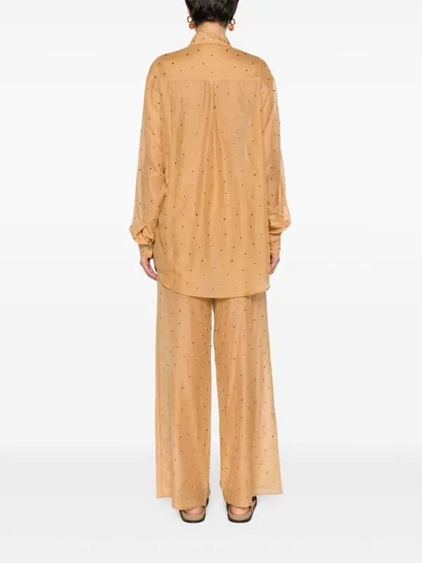 Oseree Rhinestoned Cotton Blend Shirt