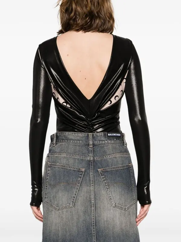 MARINE SERRE Regenerated Laminated Bodysuit - Black
