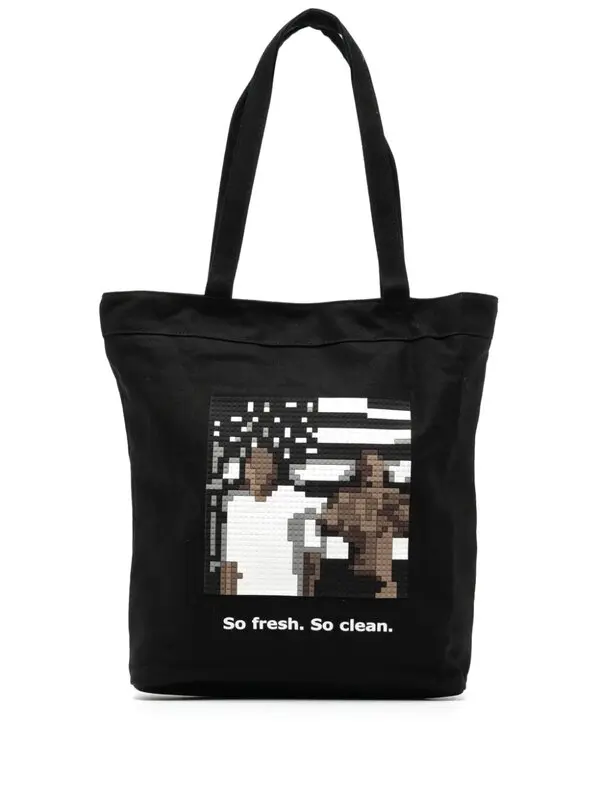 MOSTLY HEARD RARELY SEEN Pixelated Print Tote Bag - Black