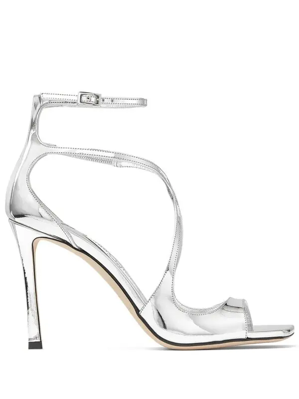 JIMMY CHOO Azia 95mm Leather Sandals - Silver