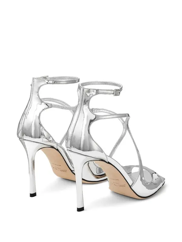 JIMMY CHOO Azia 95mm Leather Sandals - Silver