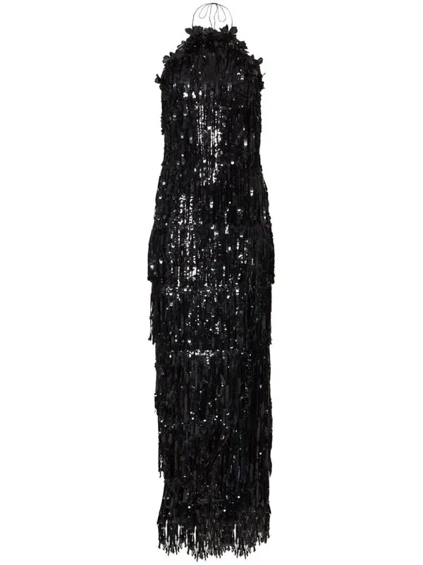 Carolina Herrera Sequin-embellished Halterneck Dress - Black